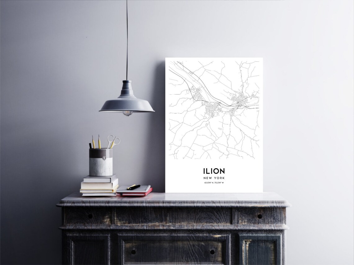 Ilion Map Print Ilion Map Poster Wall Art Ny City Map New - Etsy
