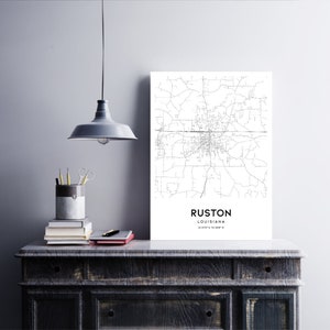 Ruston Map Print, Ruston Map Poster Wall Art, La City Map, Louisiana ...