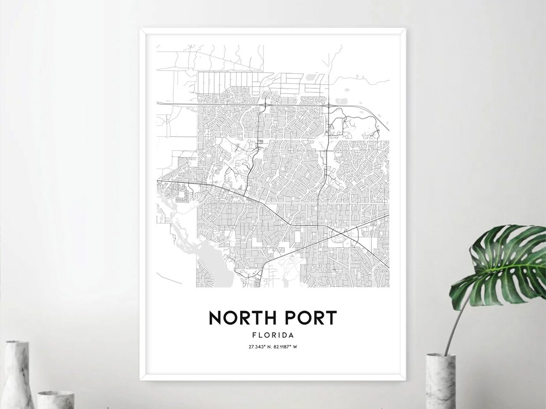 North Port Map Print, North Port Map Poster Wall Art, Fl City Map ...