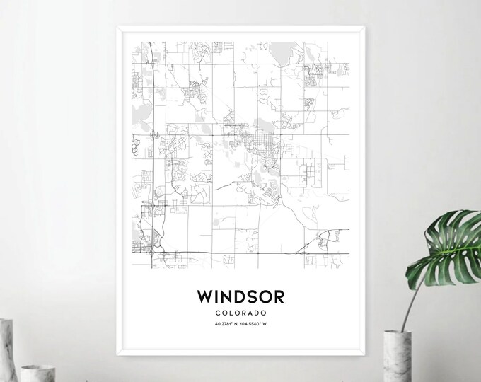 Windsor Map Print, Windsor Map Poster Wall Art, Co City Map, Colorado ...