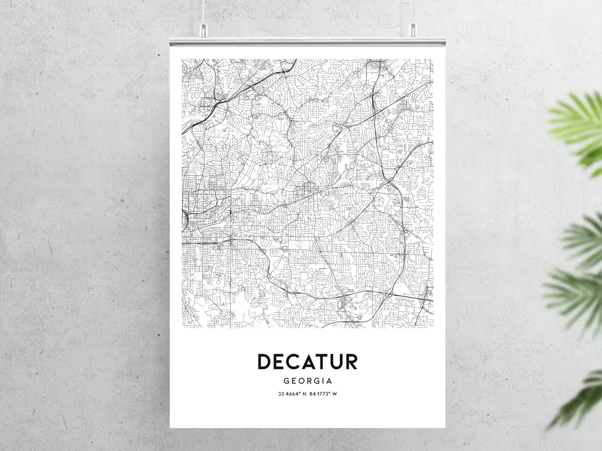 Decatur Map Print Decatur Map Poster Wall Art Ga City Map | Etsy