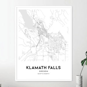 Klamath Falls Map Print, Klamath Falls Map Poster Wall Art, or City Map ...