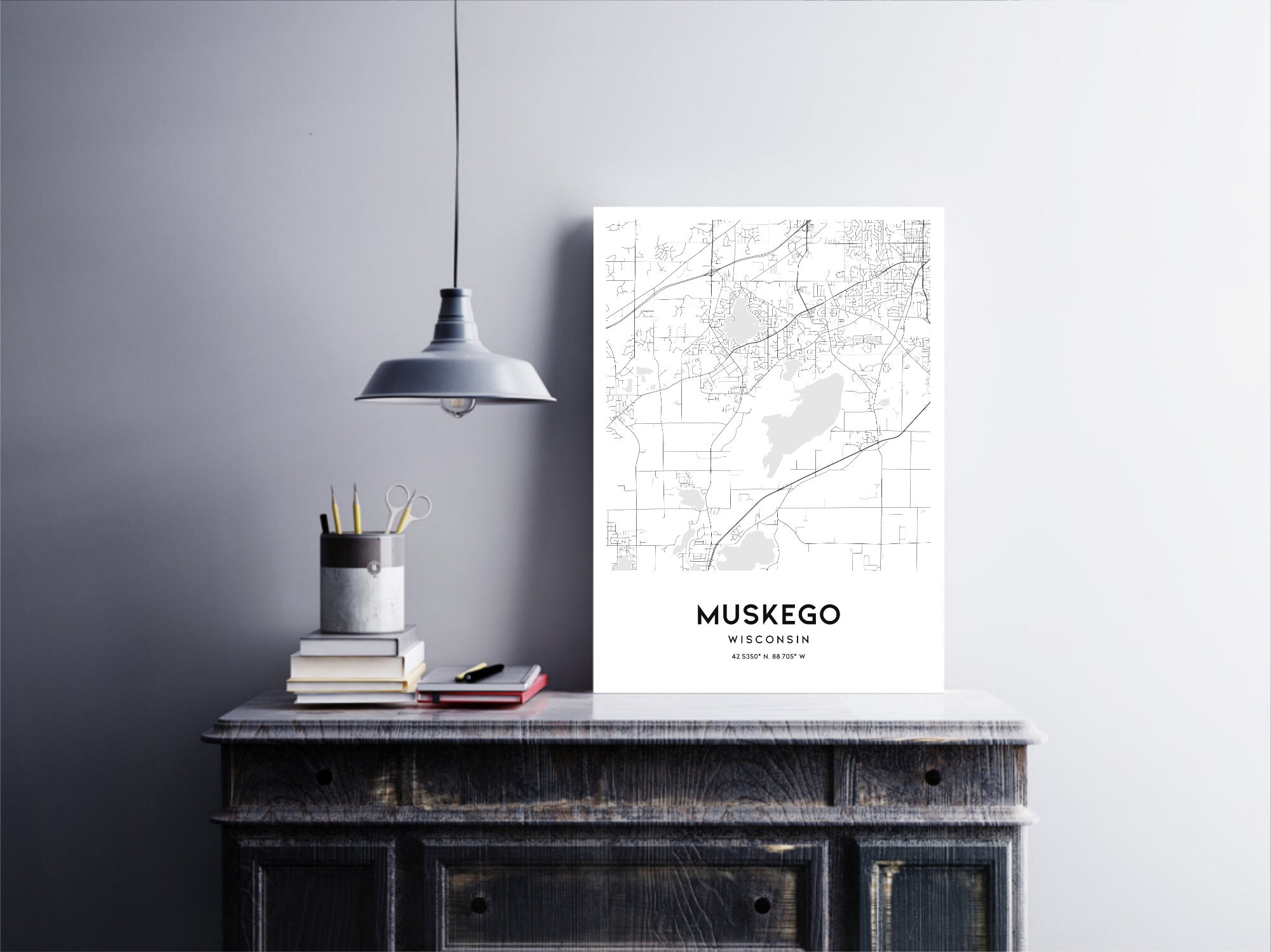 Muskego Map Print Muskego Map Poster Wall Art Wi City Map | Etsy