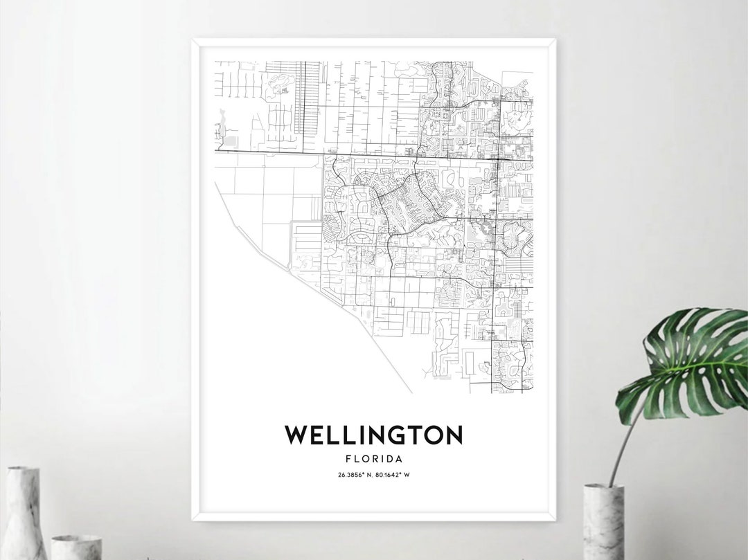 Wellington Map Print, Wellington Map Poster Wall Art, Fl City Map ...