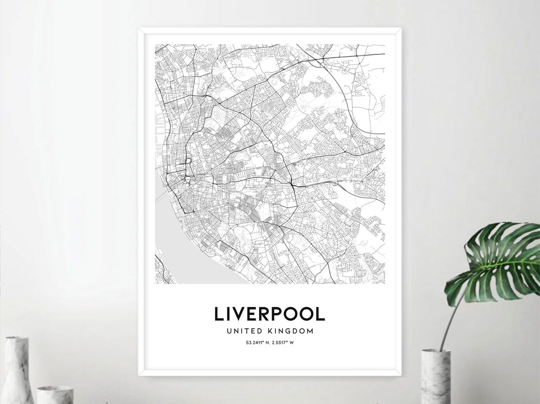 Liverpool Map Print, Liverpool Map Poster Wall Art, Liverpool City Map ...