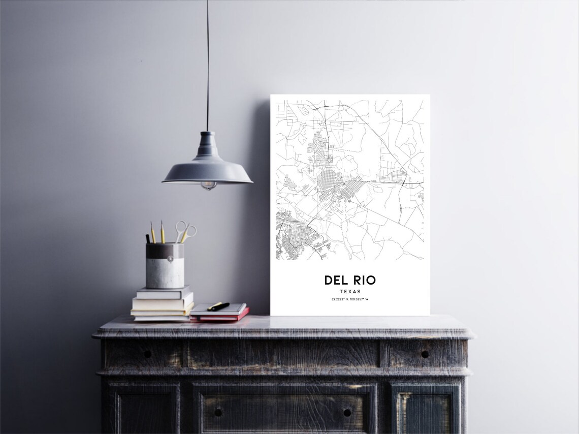 Del Rio Map Print, Del Rio Map Poster Wall Art, Tx City Map, Texas ...