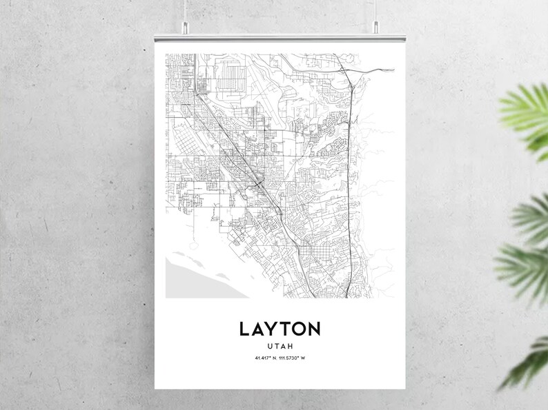 Layton Map Print Layton Map Poster Wall Art Ut City Map | Etsy