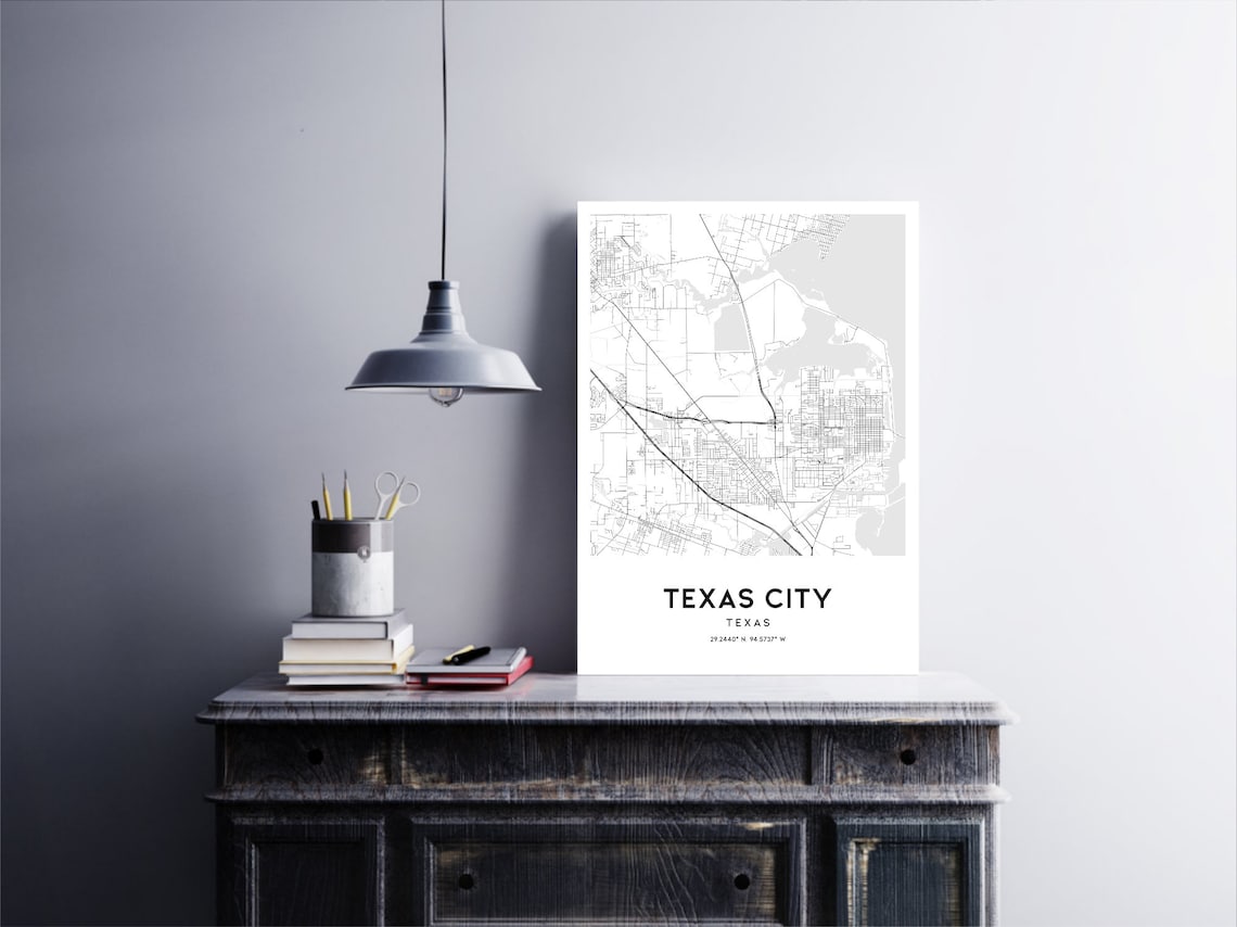 Texas City Map Print Texas City Map Poster Wall Art Tx City - Etsy