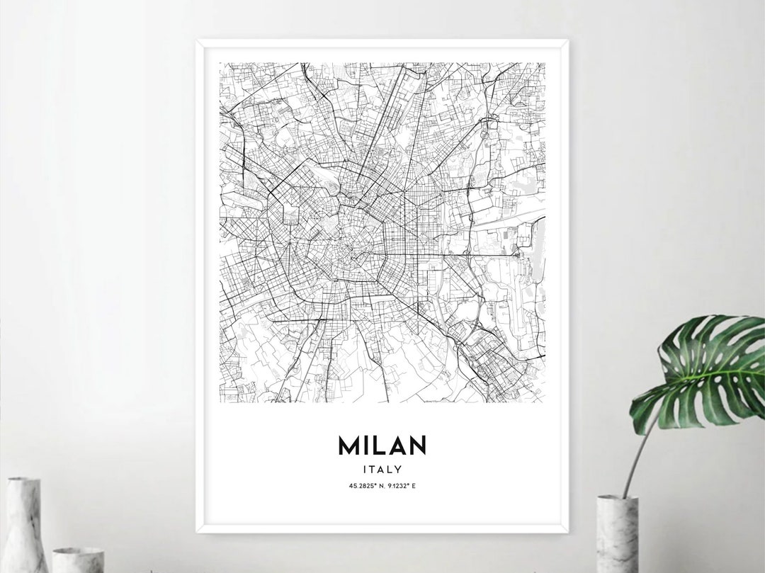 Milan Map Print, Milan Map Poster Wall Art, Milan City Map, Milan Print ...