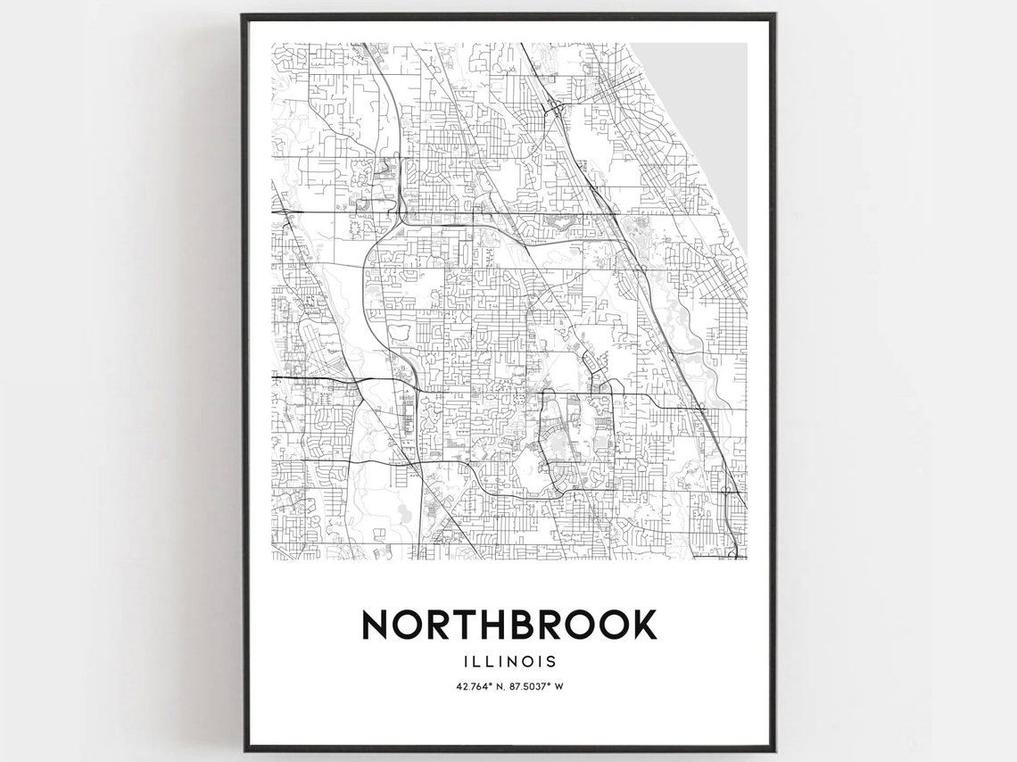 Northbrook Map Print Northbrook Map Poster Wall Art Il City | Etsy