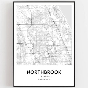Northbrook Map Print Northbrook Map Poster Wall Art Il City | Etsy