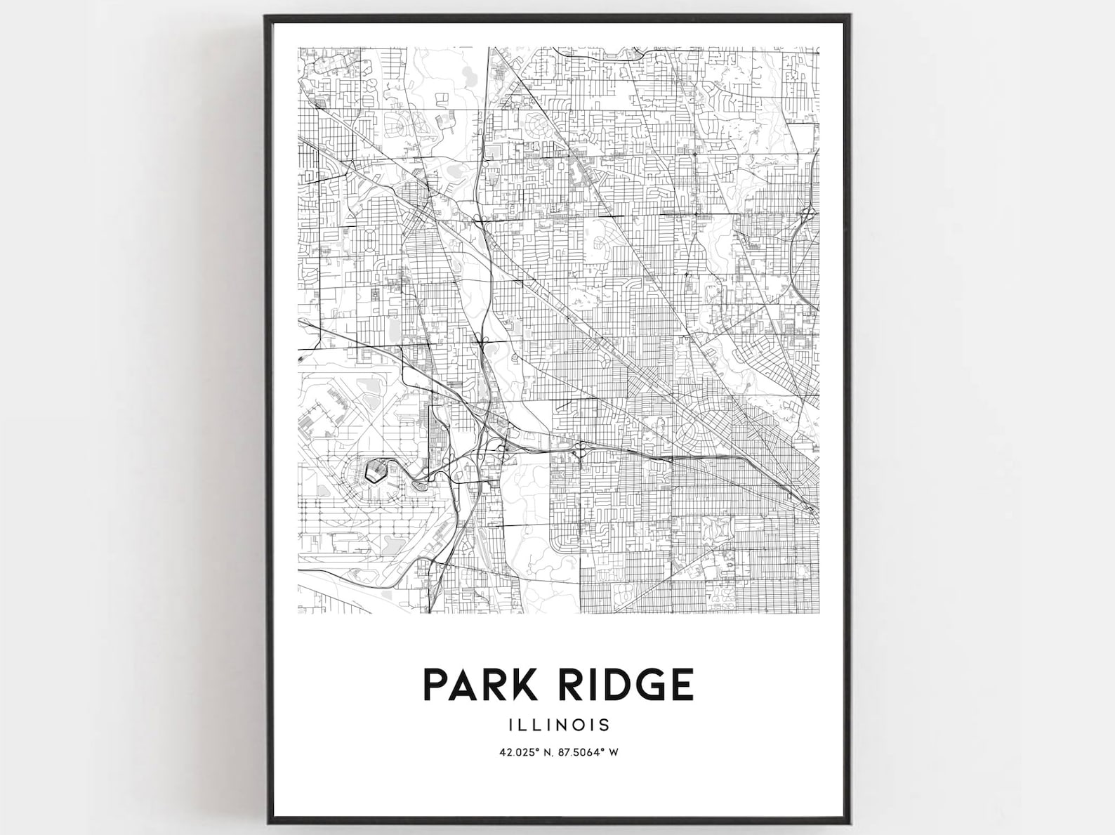 Park Ridge Map Print Park Ridge Map Poster Wall Art Il City | Etsy