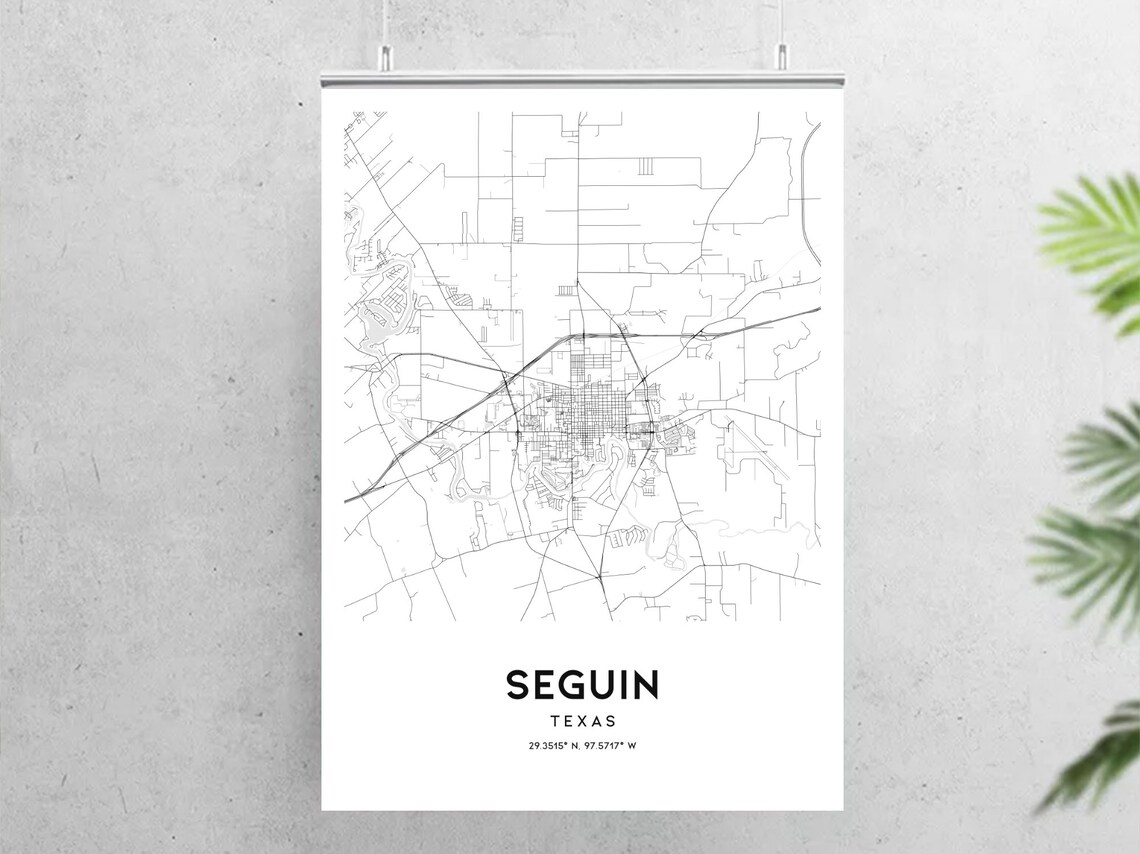 Seguin Map Print Seguin Map Poster Wall Art Tx City Map | Etsy
