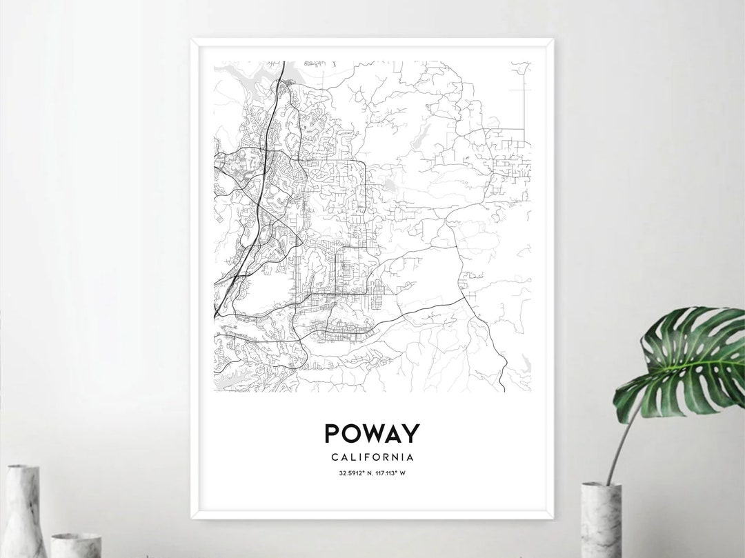 Poway Map Print Poway Map Poster Wall Art Ca City Map - Etsy México