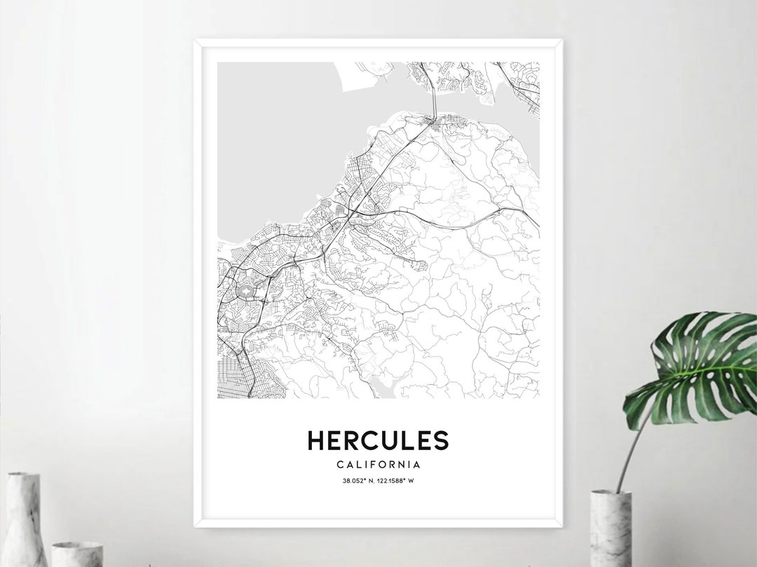 Hercules Map Print Hercules Map Poster Wall Art Ca City Map - Etsy