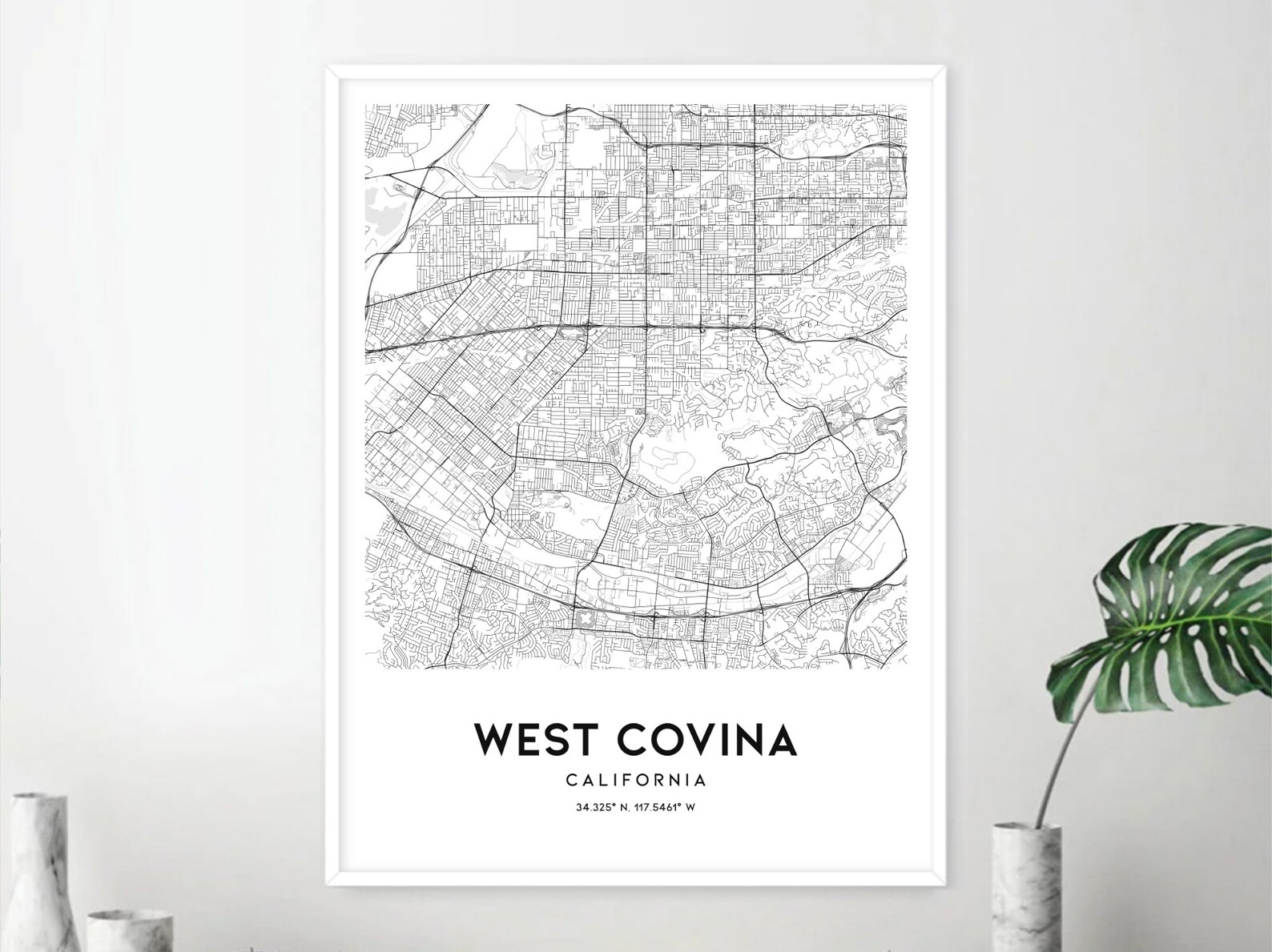 West Covina Map Print, West Covina Map Poster Wall Art, Ca City Map ...
