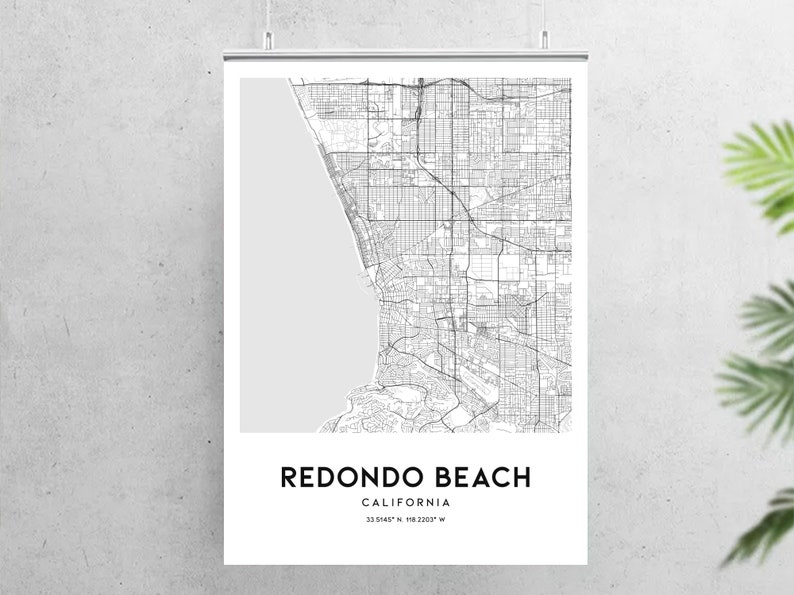 Redondo Beach Map Print Redondo Beach Map Poster Wall Art Ca | Etsy