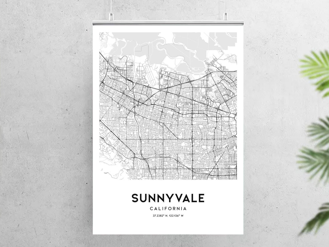 Sunnyvale Map Print Sunnyvale Map Poster Wall Art Ca City | Etsy