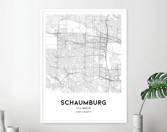 Schaumburg Map Print, Schaumburg Map Poster Wall Art, Il City Map ...