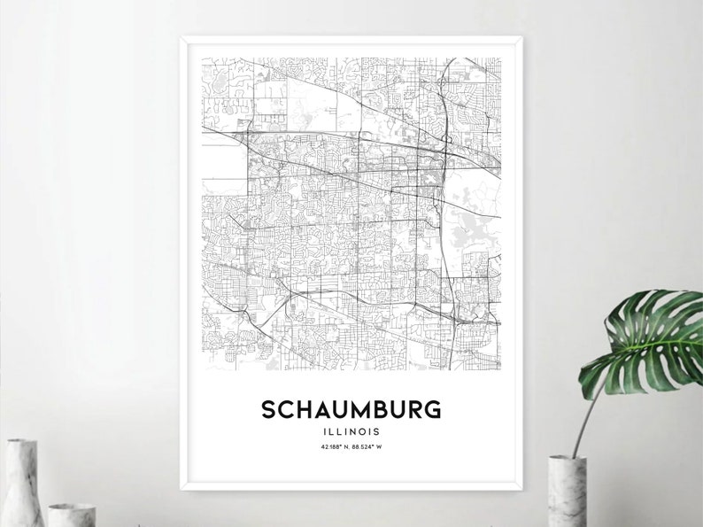 Schaumburg Map Print Schaumburg Map Poster Wall Art Il City - Etsy