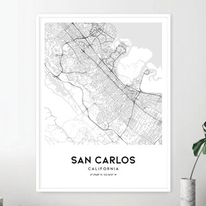 San Carlos Map Print San Carlos Map Poster Wall Art Ca City - Etsy