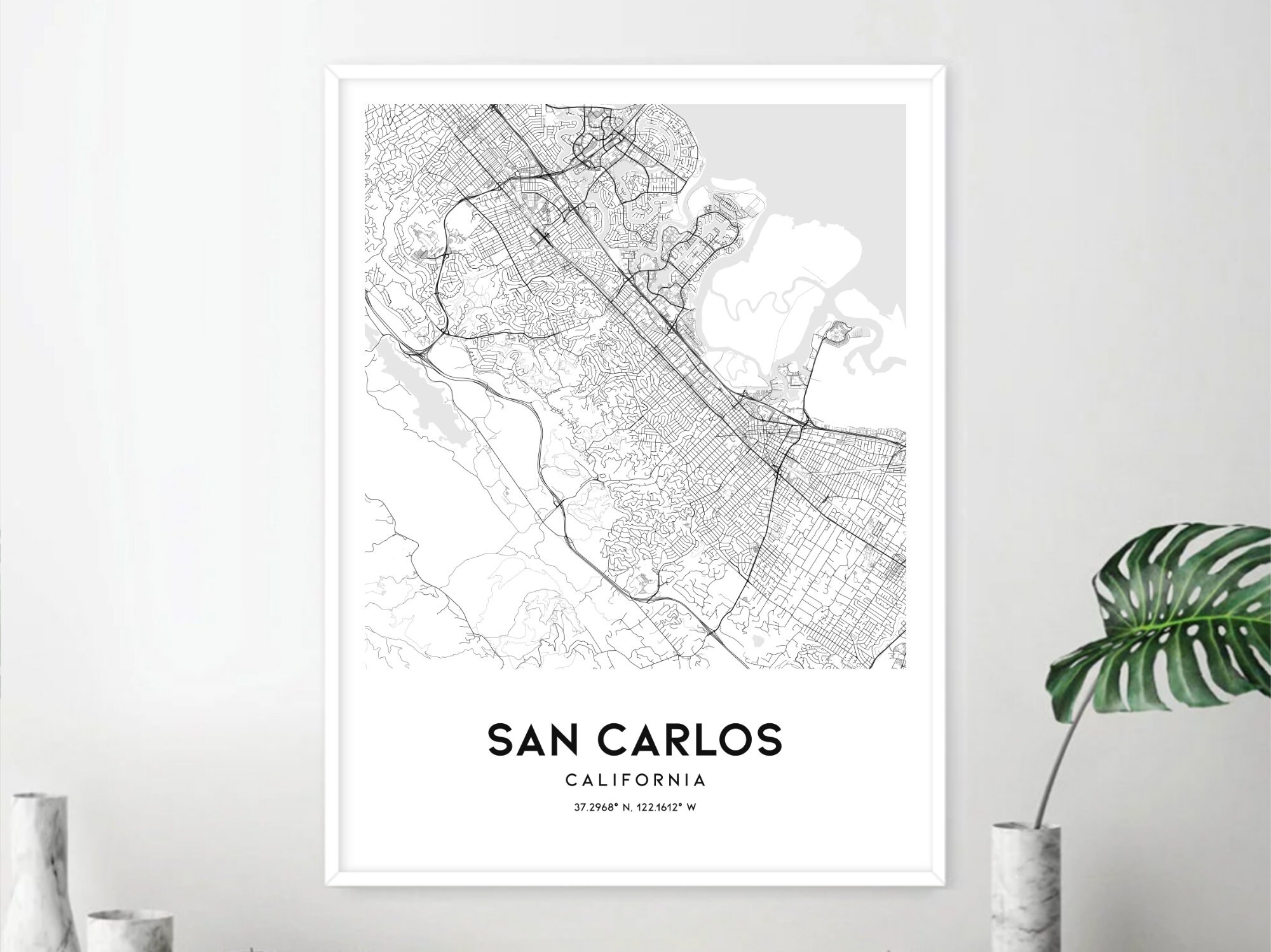 San Carlos Map Print San Carlos Map Poster Wall Art Ca City - Etsy