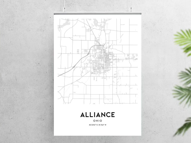 Alliance Map Print Alliance Map Poster Wall Art Oh City Map | Etsy