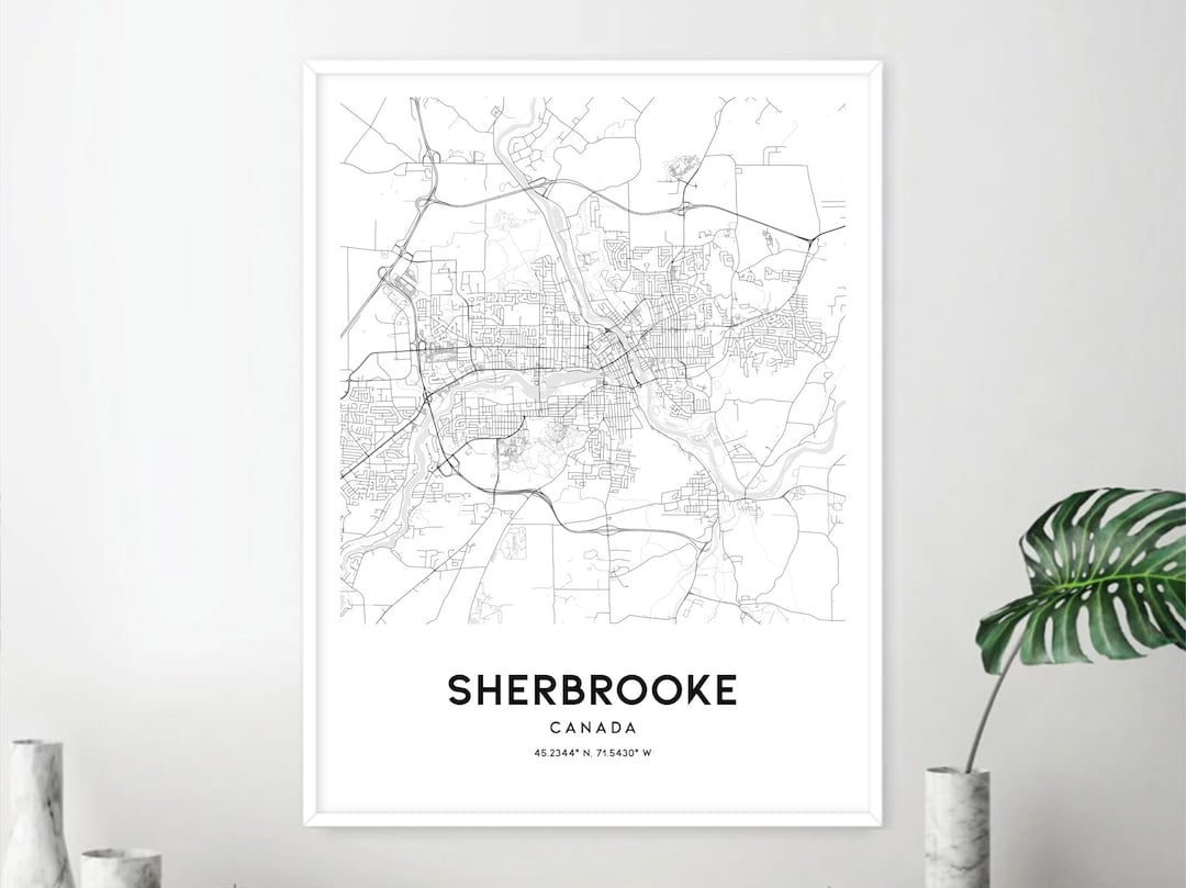 Sherbrooke Map Print, Sherbrooke Map Poster Wall Art, Sherbrooke City ...