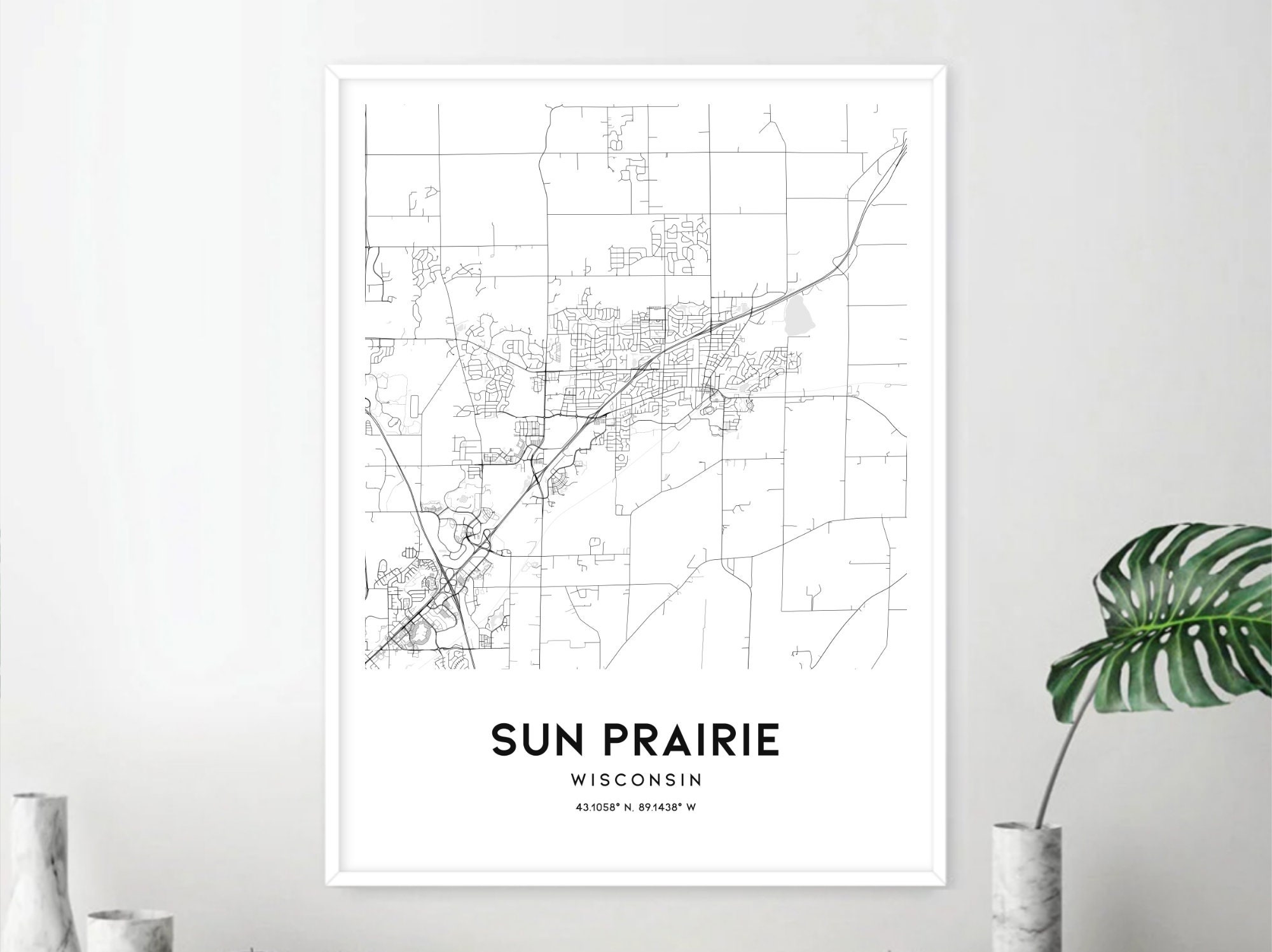Sun Prairie Map Print, Sun Prairie Map Poster Wall Art, Wi City Map ...