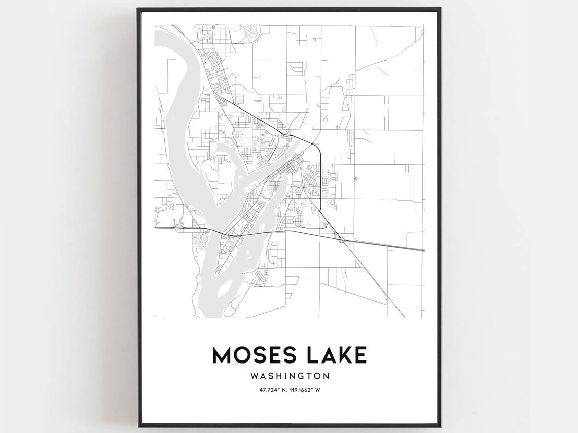 Moses Lake Map Print Moses Lake Map Poster Wall Art Wa City | Etsy