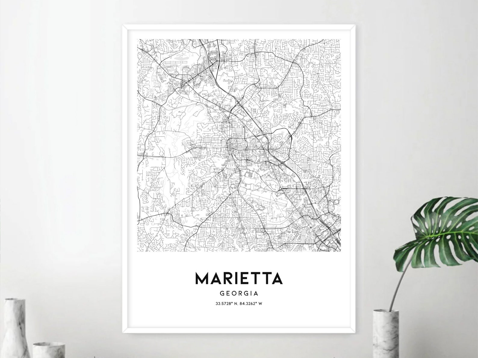 Marietta Map Print, Marietta Map Poster Wall Art, Ga City Map, Georgia ...