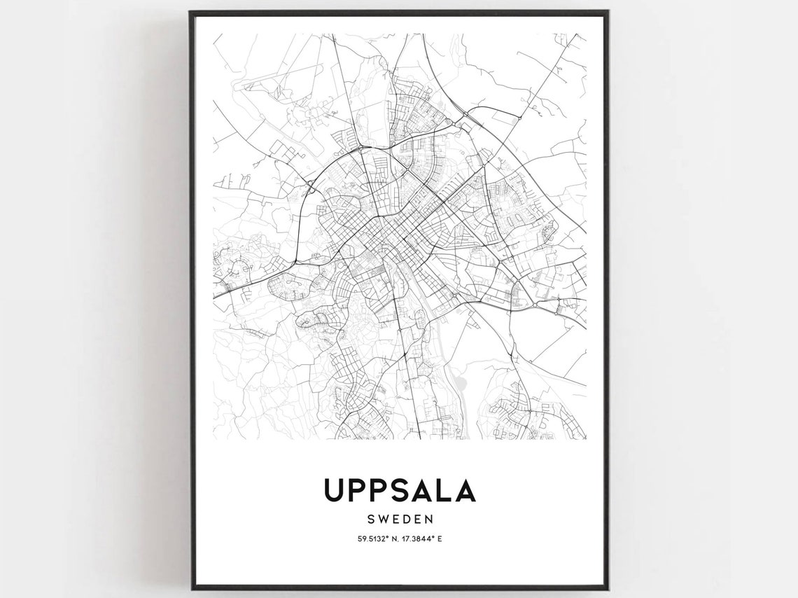 Uppsala Map Print Uppsala Map Poster Wall Art Uppsala City | Etsy