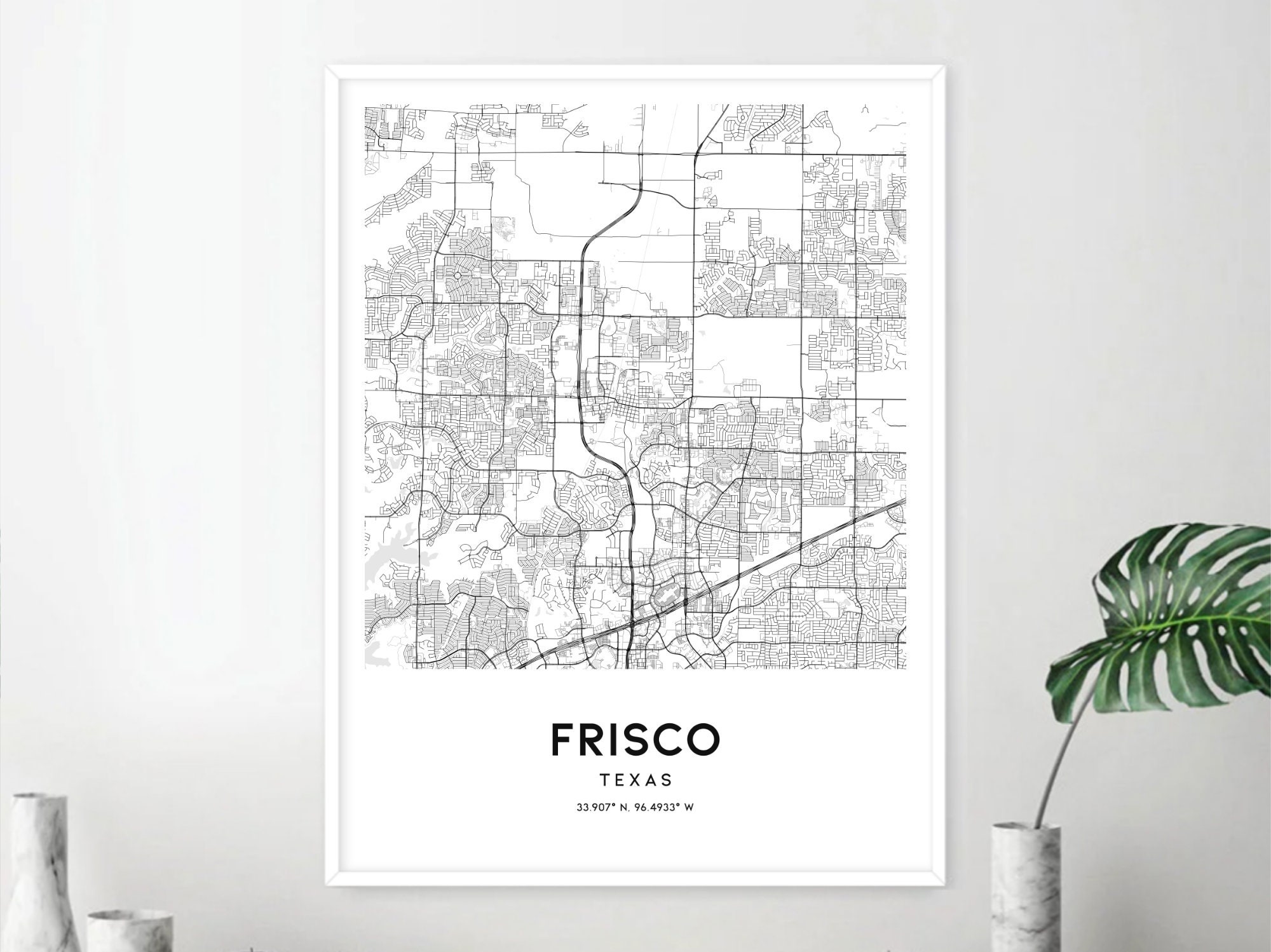 Frisco Map Print, Frisco Map Poster Wall Art, Tx City Map, Texas Print ...