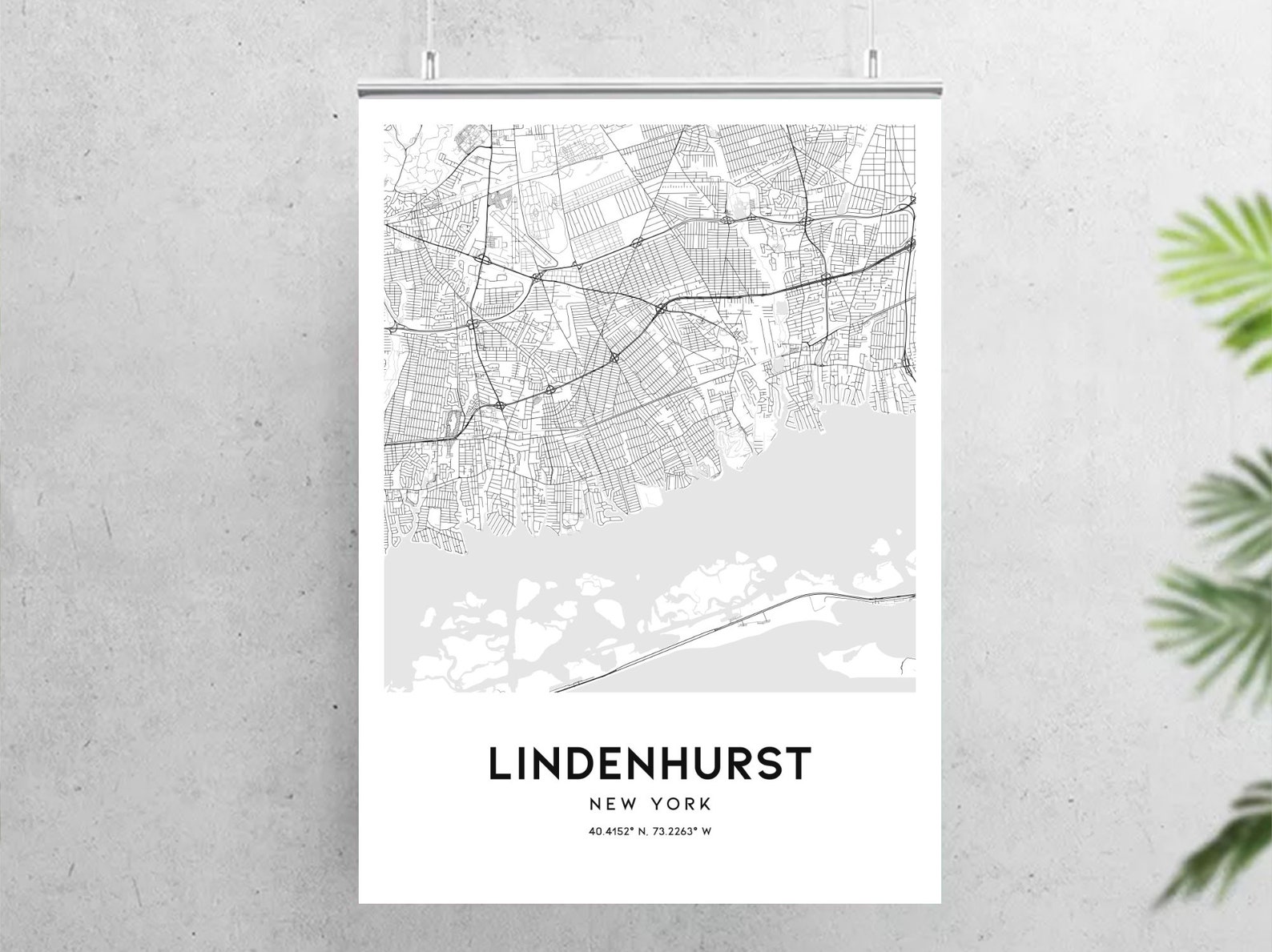 Lindenhurst Map Print Lindenhurst Map Poster Wall Art Ny | Etsy