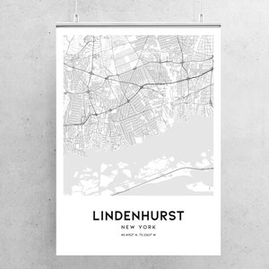 Lindenhurst Map Print Lindenhurst Map Poster Wall Art Ny | Etsy