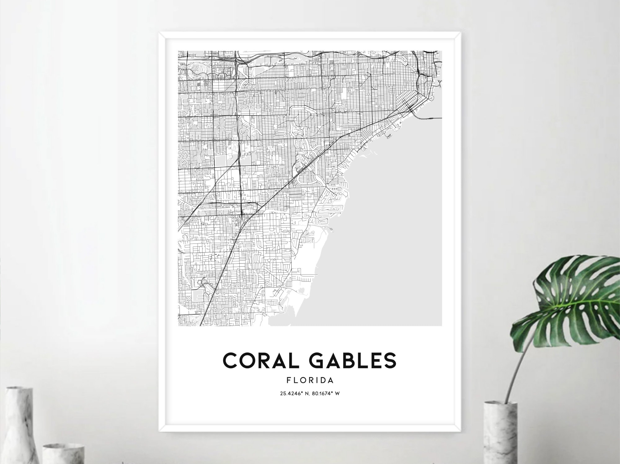 Coral Gables Map Print, Coral Gables Map Poster Wall Art, Fl City Map ...