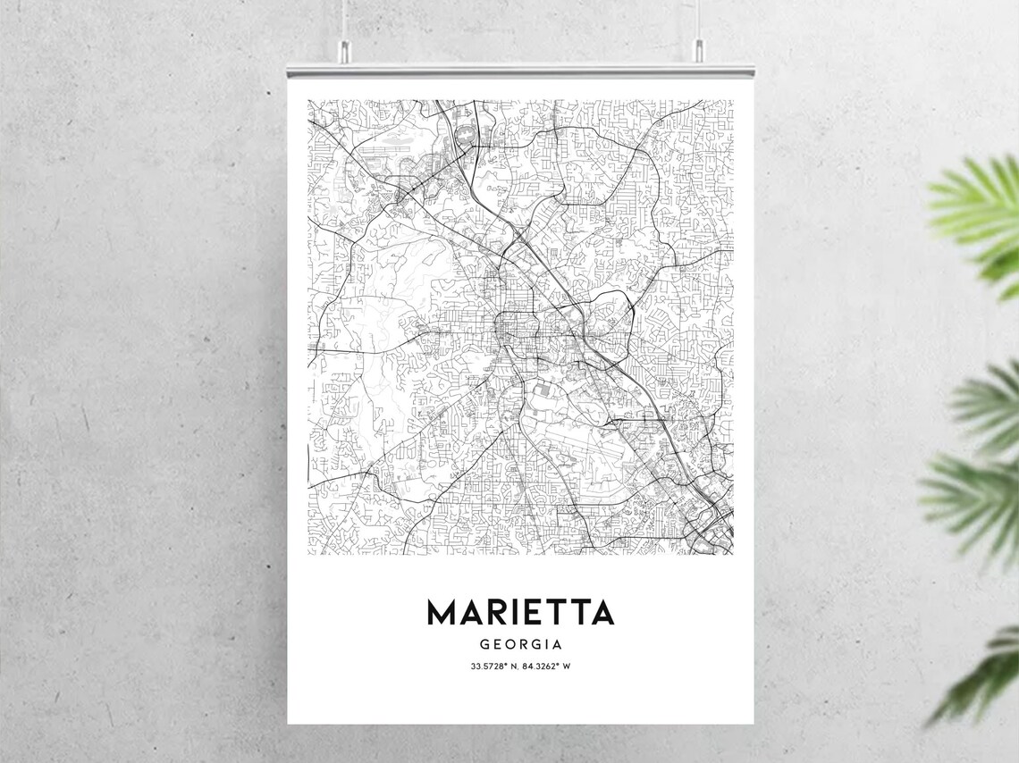 Marietta Map Print Marietta Map Poster Wall Art Ga City Map | Etsy