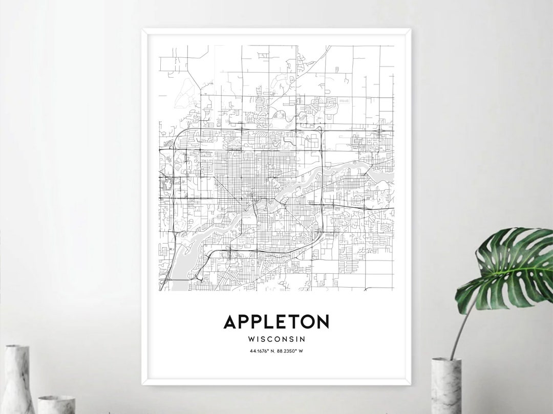 Appleton Map Print, Appleton Map Poster Wall Art, Wi City Map ...