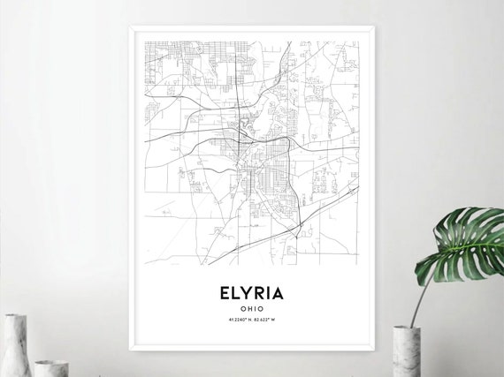 Elyria Map Print Elyria Map Poster Wall Art Oh City Map - Etsy France