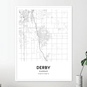 Derby Map Print, Derby Map Poster Wall Art, Ks City Map, Kansas Print ...