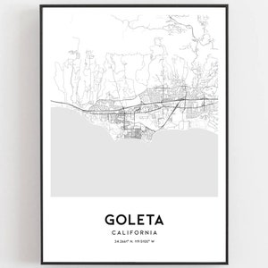 Goleta Map Print Goleta Map Poster Wall Art Ca City Map | Etsy