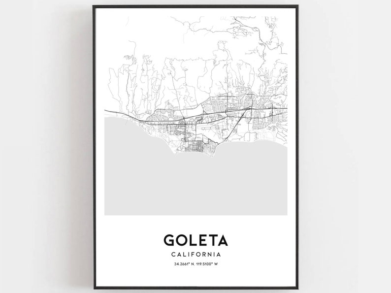 Goleta Map Print Goleta Map Poster Wall Art Ca City Map | Etsy