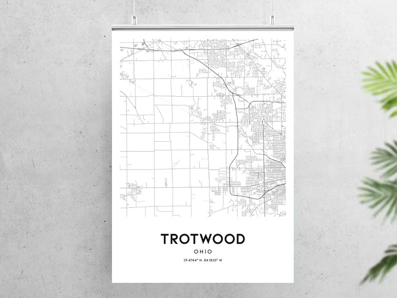 Trotwood Map Print Trotwood Map Poster Wall Art Oh City Map | Etsy