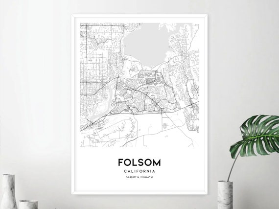 Folsom Map Print Folsom Map Poster Wall Art Ca City Map | Etsy