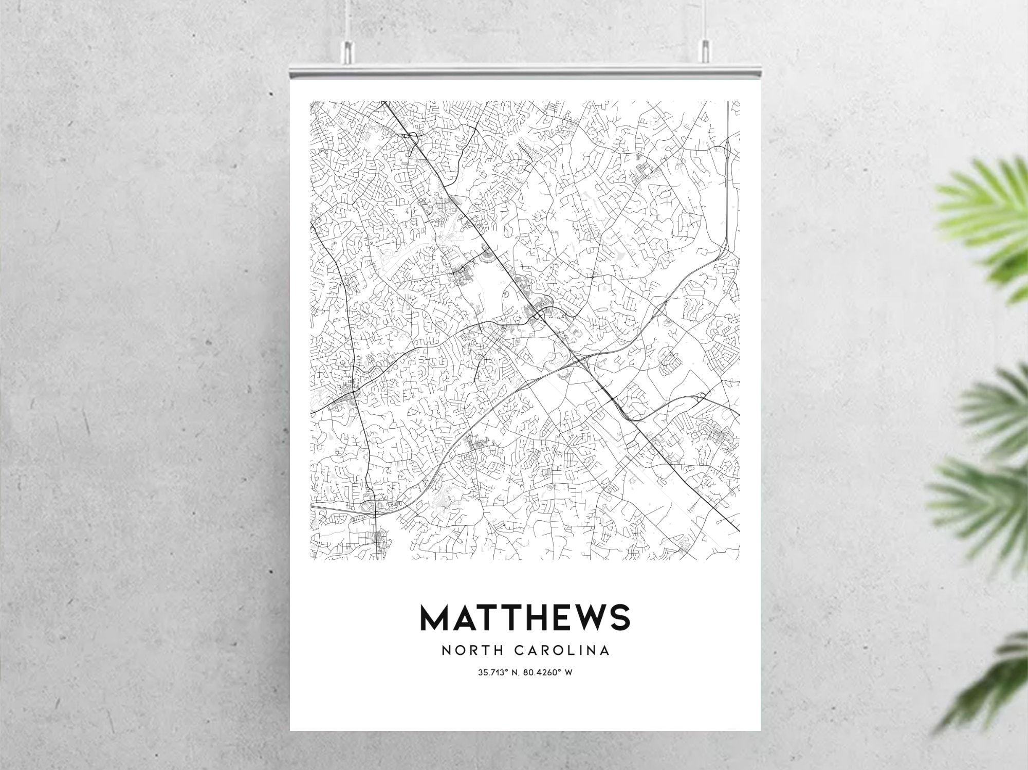Matthews Map Print Matthews Map Poster Wall Art Nc City | Etsy