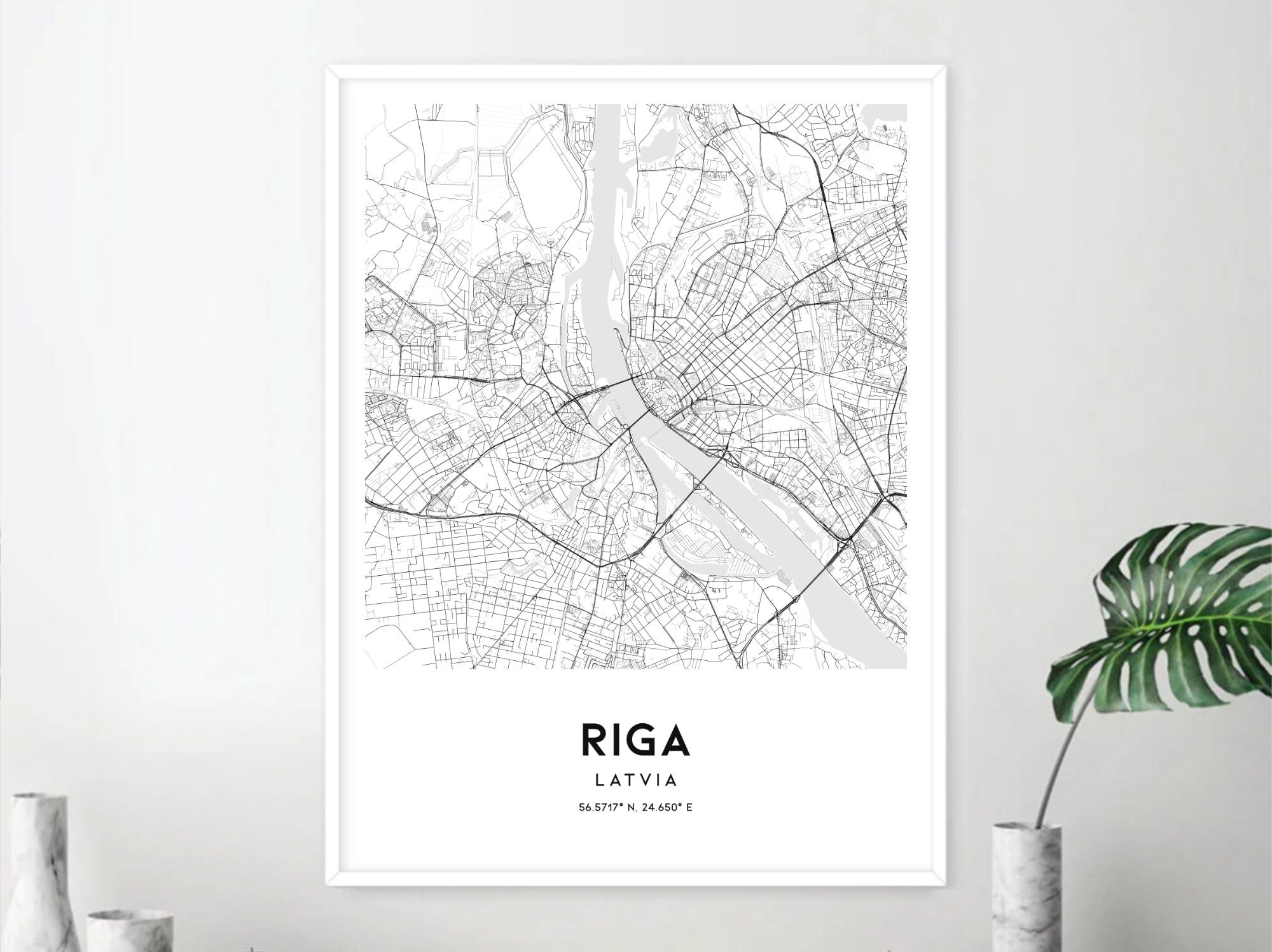 Riga Map Print Riga Map Poster Wall Art Riga City Map Riga - Etsy México
