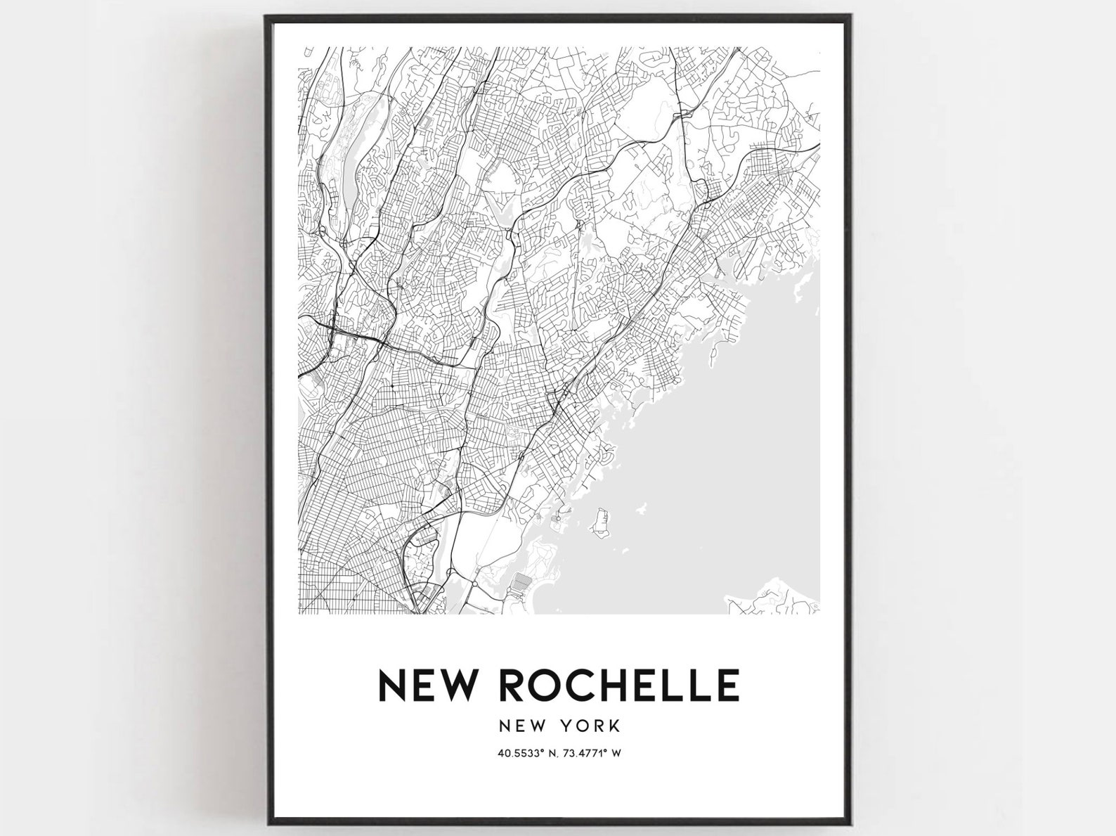 New Rochelle Map Print New Rochelle Map Poster Wall Art Ny | Etsy