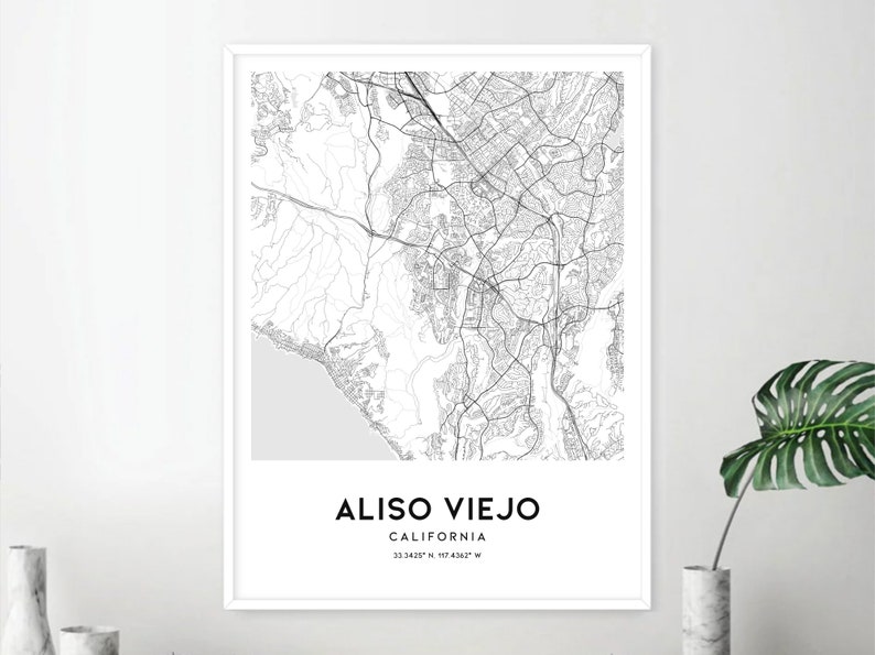 Aliso Viejo Map Print, Aliso Viejo Map Poster Wall Art, Ca City Map ...