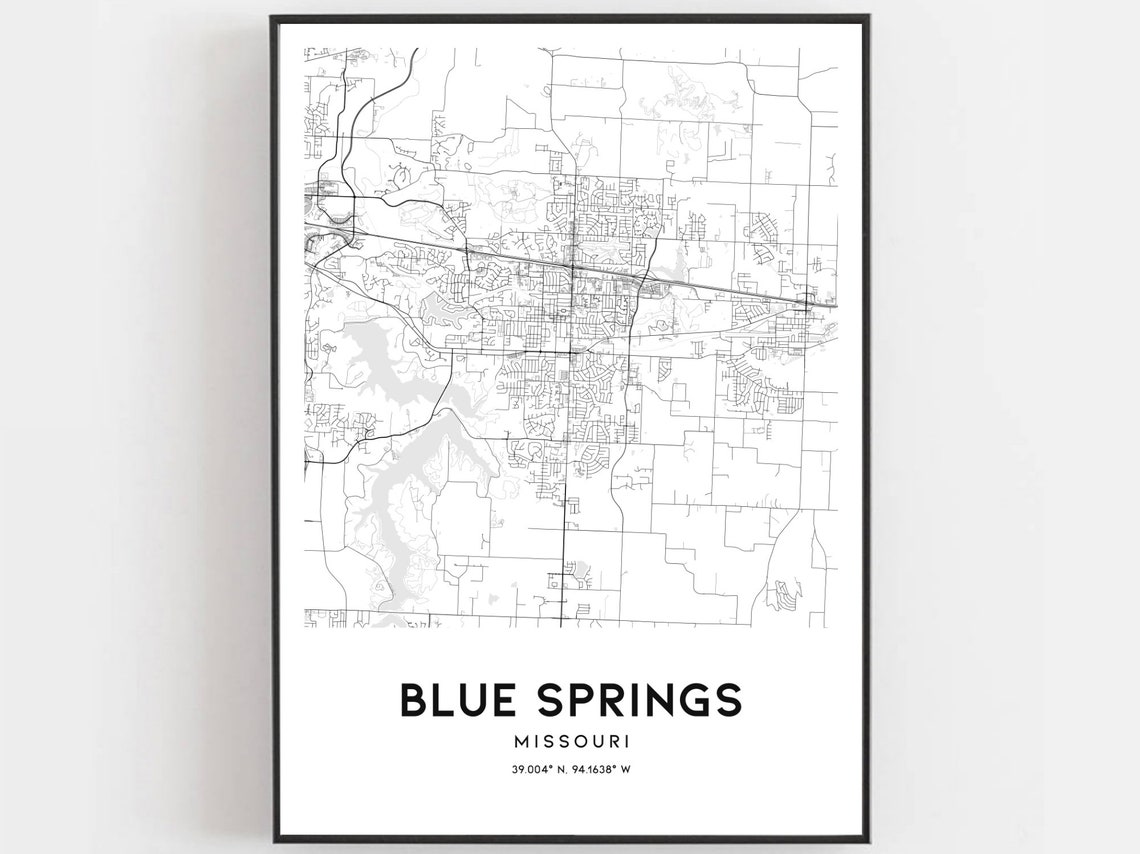 Blue Springs Map Print Blue Springs Map Poster Wall Art Mo | Etsy