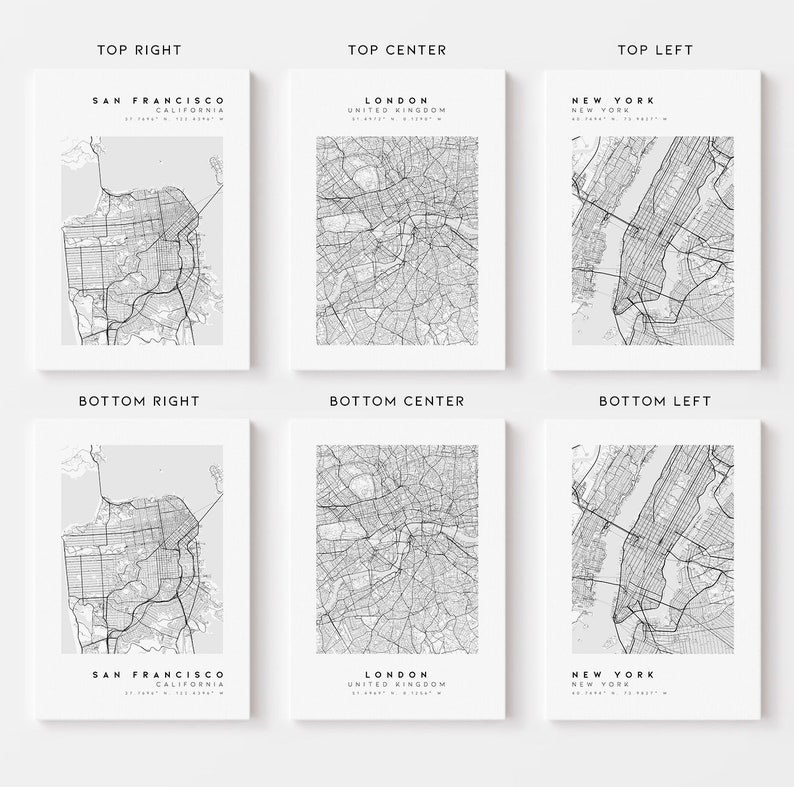 Custom Map Prints Any Location, Set of 3 Map Print Poster, City Print ...